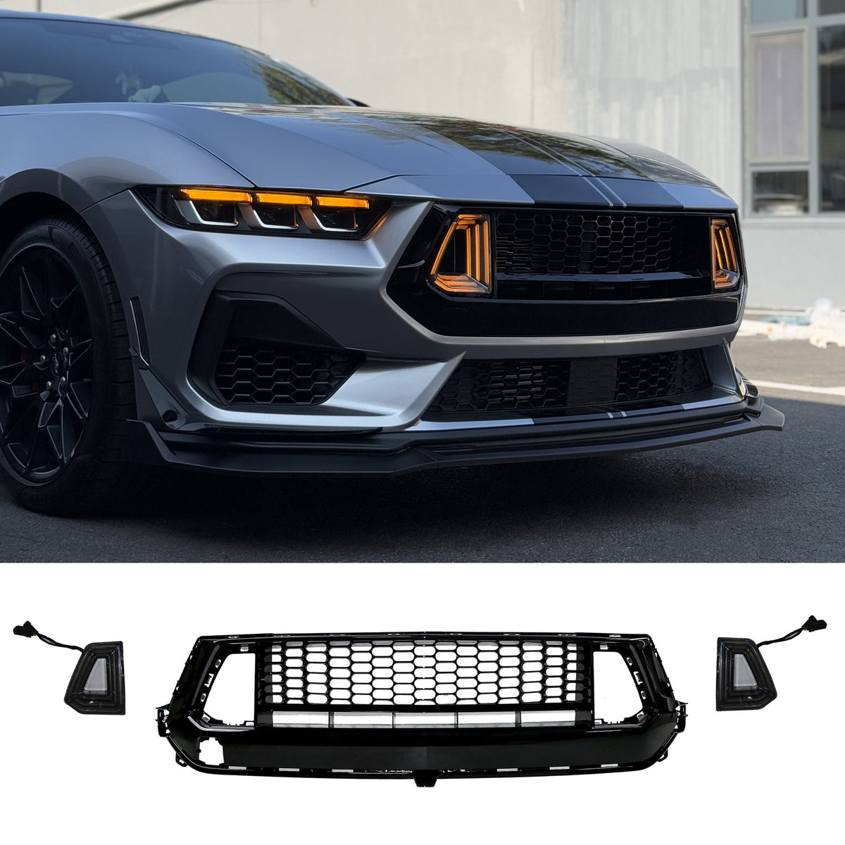 For 2024+ Ford Mustang EcoBoost/GT Front Grill W/ LED