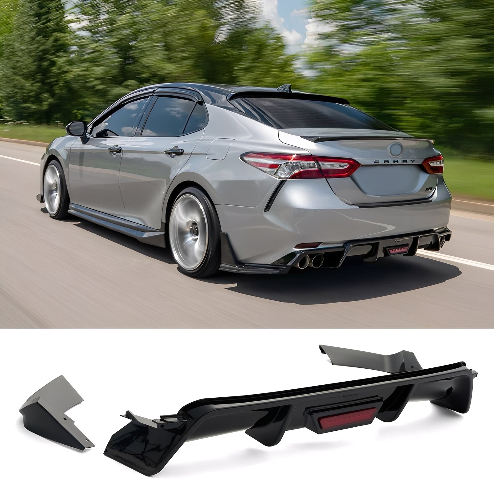 For 2018-2024 TOYOTA Camry SE XSE Rear Diffuser W/ LED Light