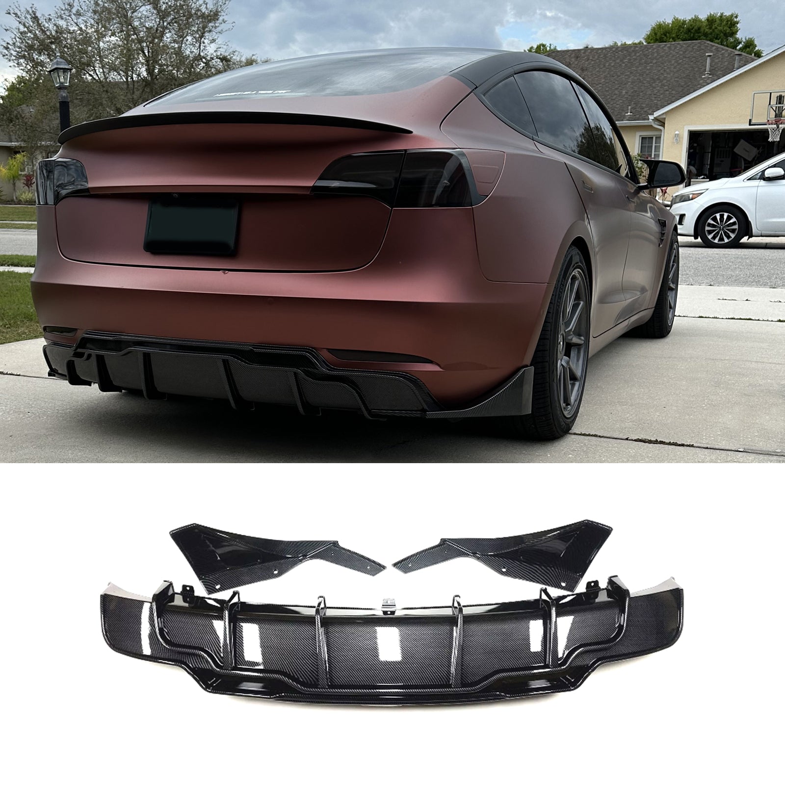 Rear Diffuser For Tesla Model 3 2017-2023 – w2bodykits